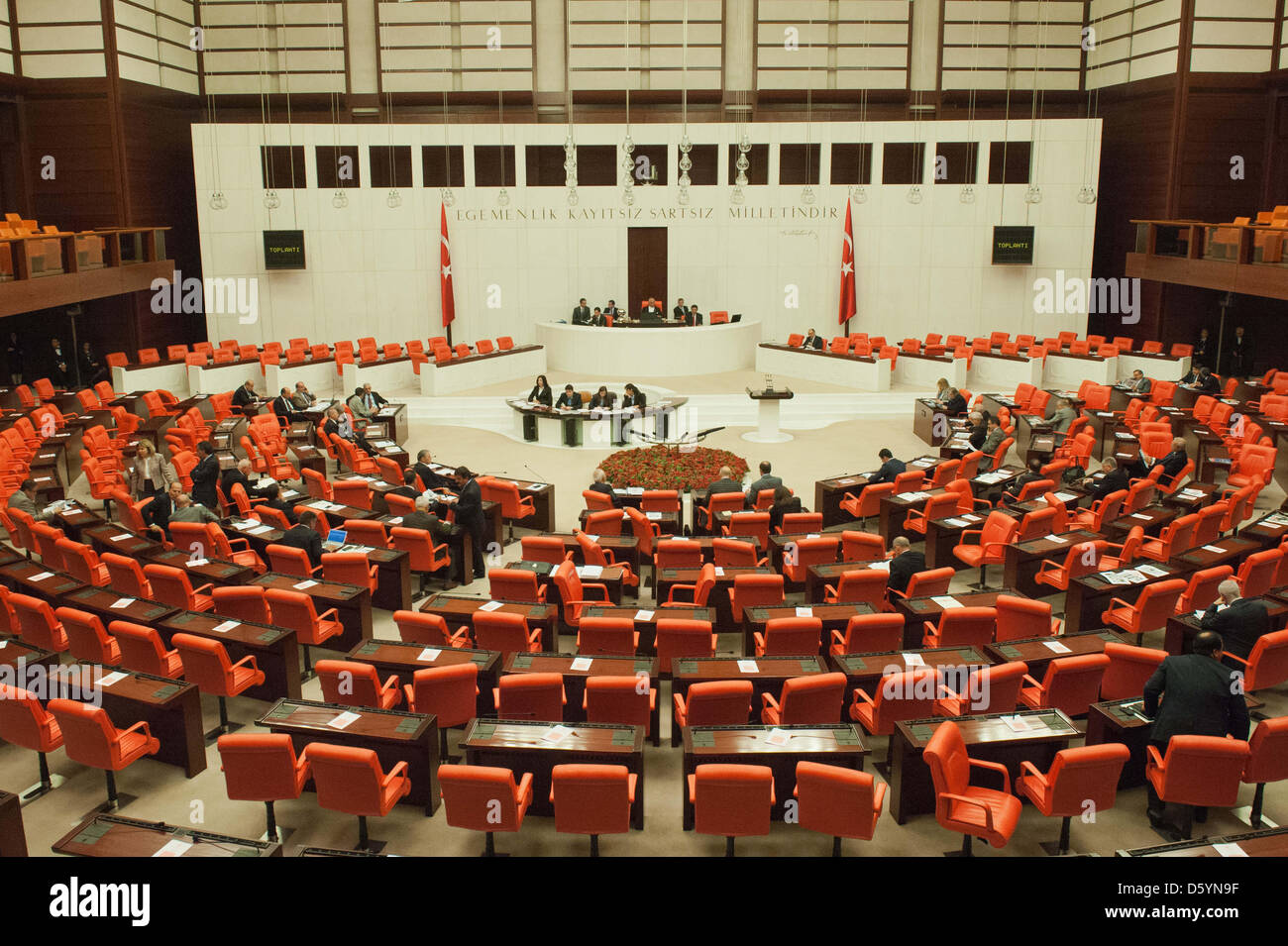 Members of the Turkish parliament attend a session of the Grand ...