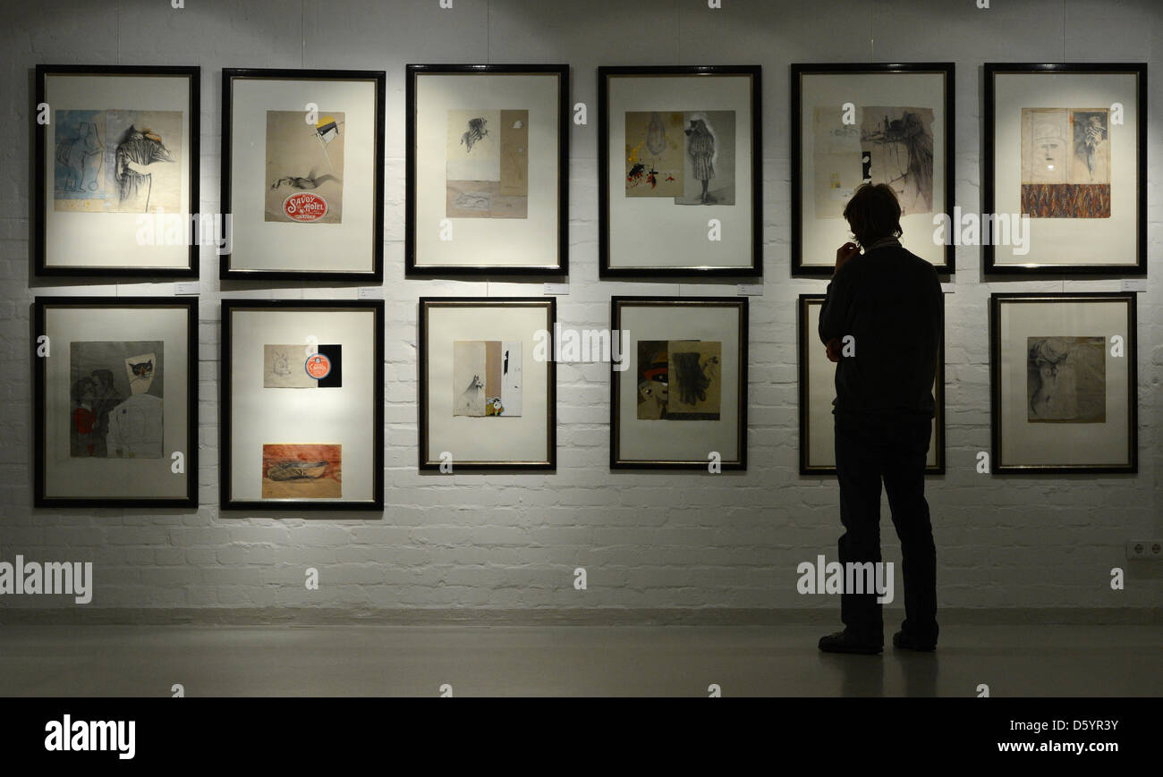 Visitors observe works of the artist Bruno Bruni at the Fabrik der ...