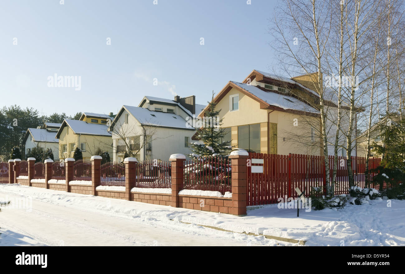 Modern European winter village Stock Photo - Alamy