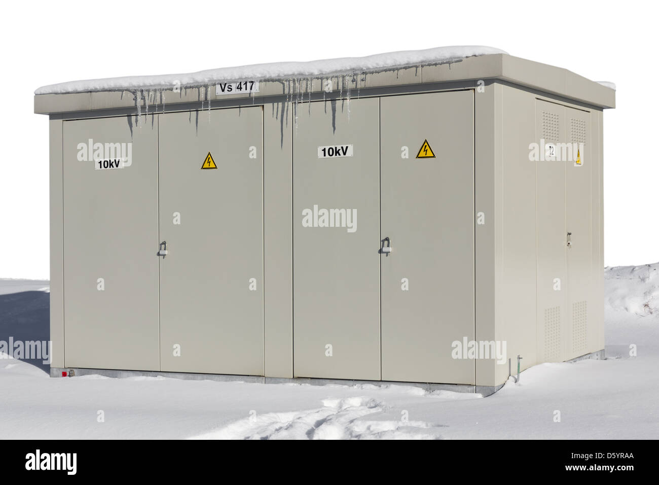 high-voltage transformer in snow Stock Photo - Alamy