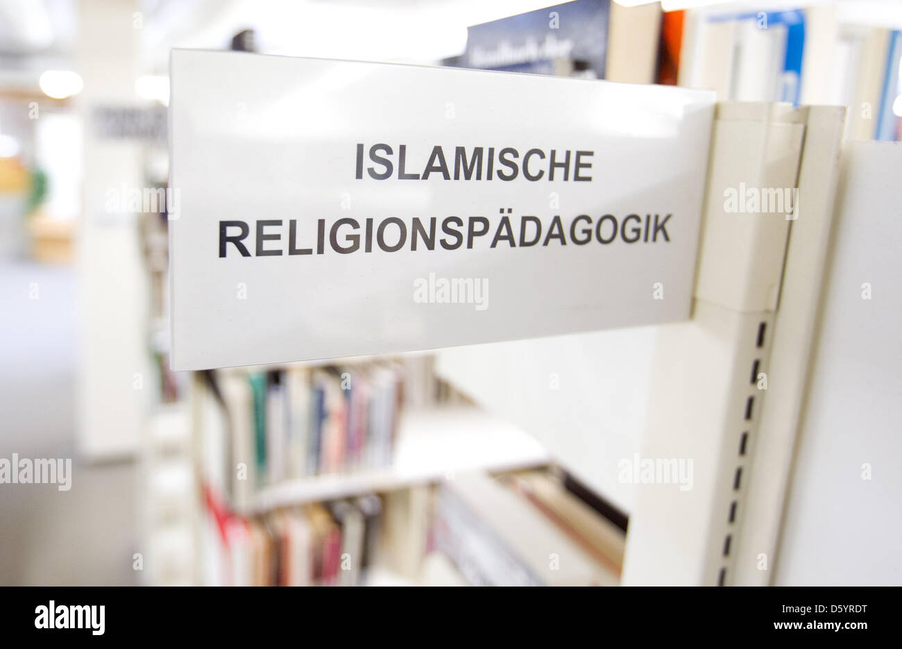 The book section of Islamic religion pedagogics is pictured on a shelf ...