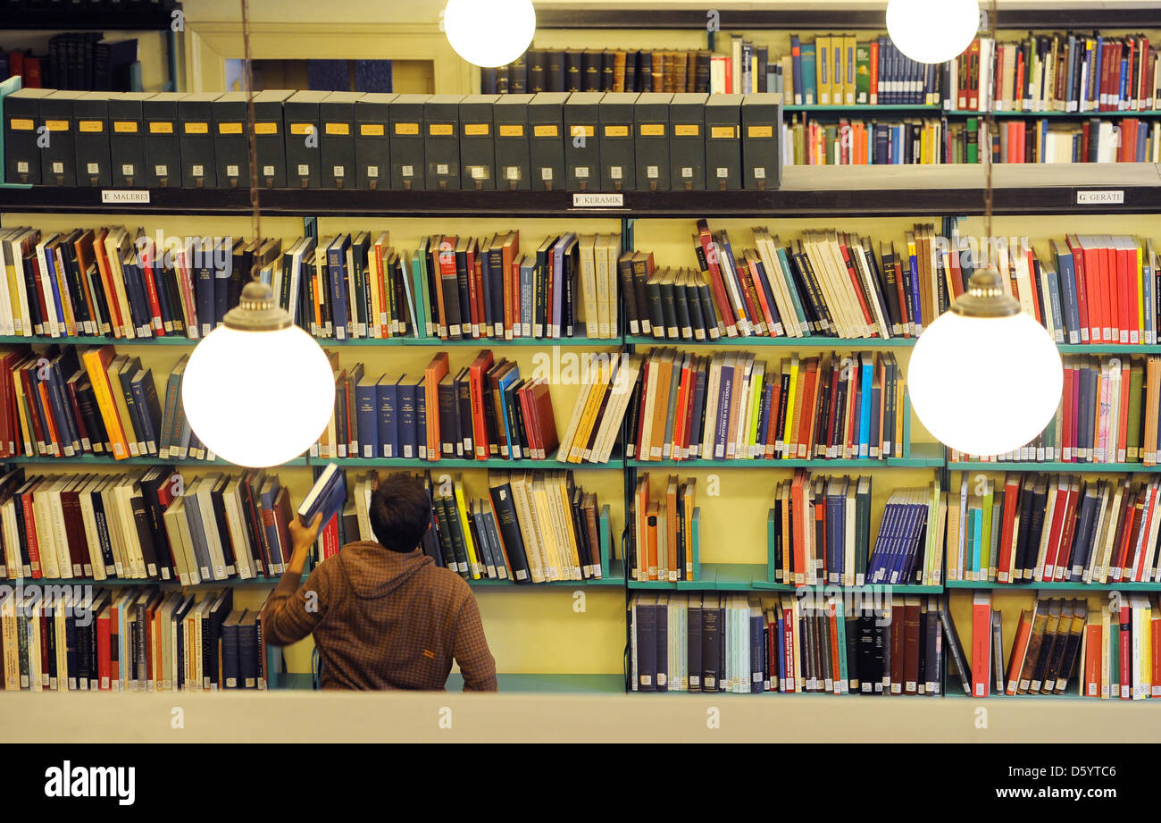 A student works at the archaeology library branch of the Humboldt ...