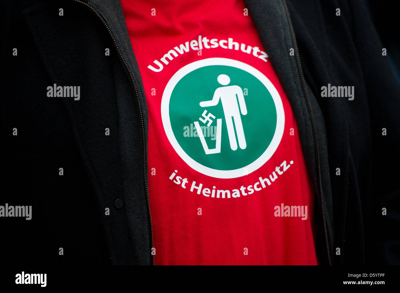 An opposer of the right-wing Nationaldemocratic Party of Germany NPD ...
