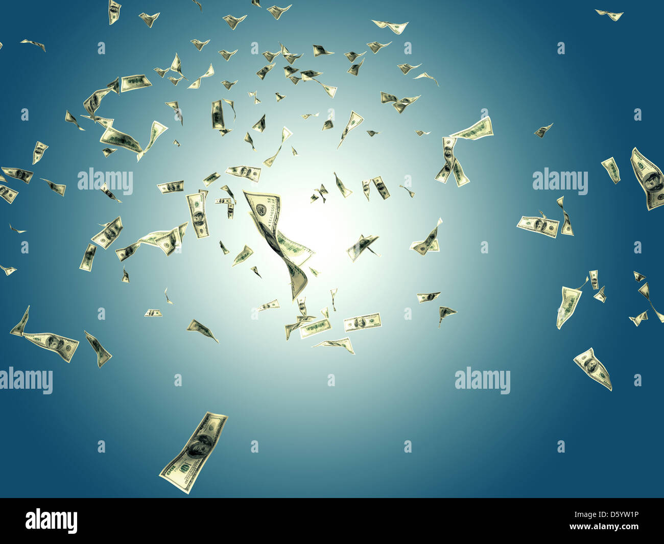 3d image of flying dollar Stock Photo - Alamy