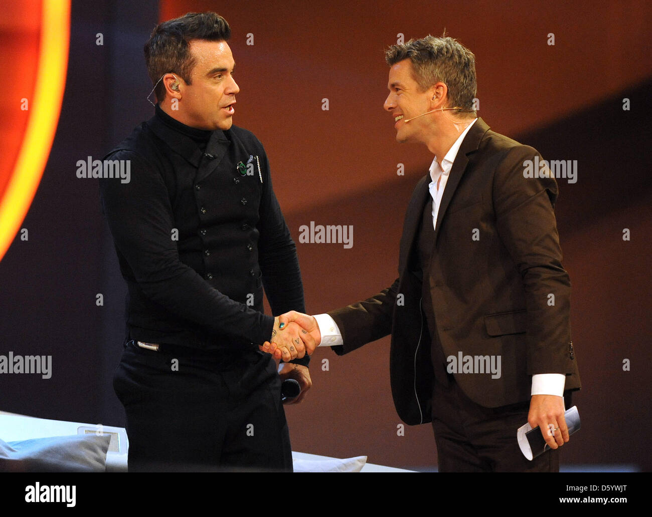 British singer Robbie Williams attends the German television game show ...