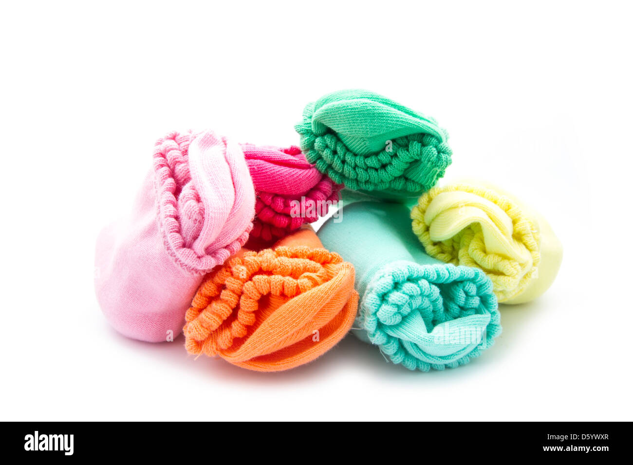 colorful folded socks isolated on white background Stock Photo - Alamy