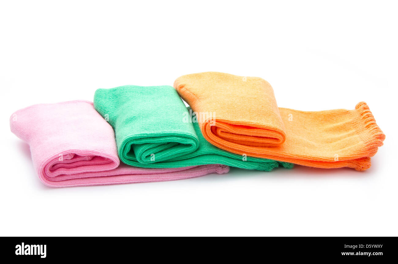colorful folded socks isolated on white background Stock Photo - Alamy
