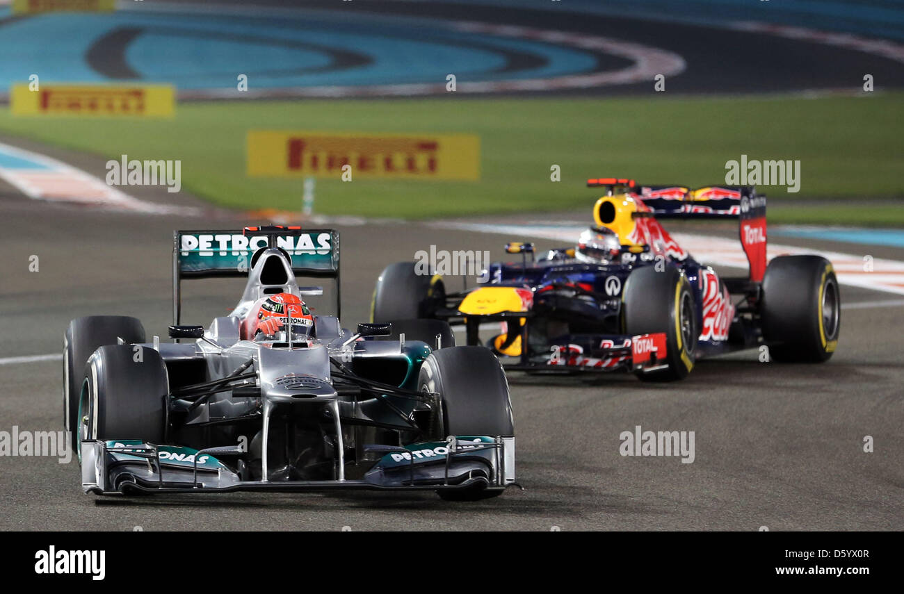 German Formula One driver Michael Schumacher (front) of Mercedes AMG ...