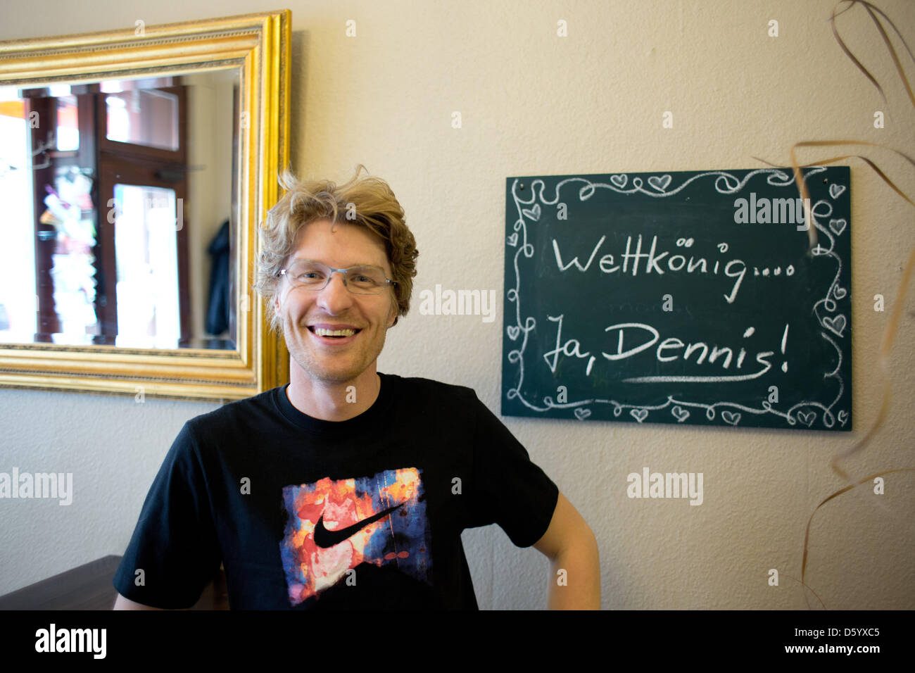 Dennis Schleussner, who won a bet in the German television show 'Wetten ...
