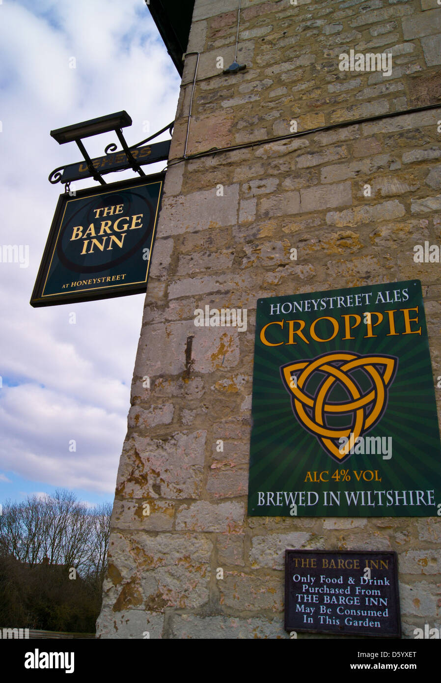 Pub sign at the Barge Inn on the Kennet & Avon Canal, Honey Street ...