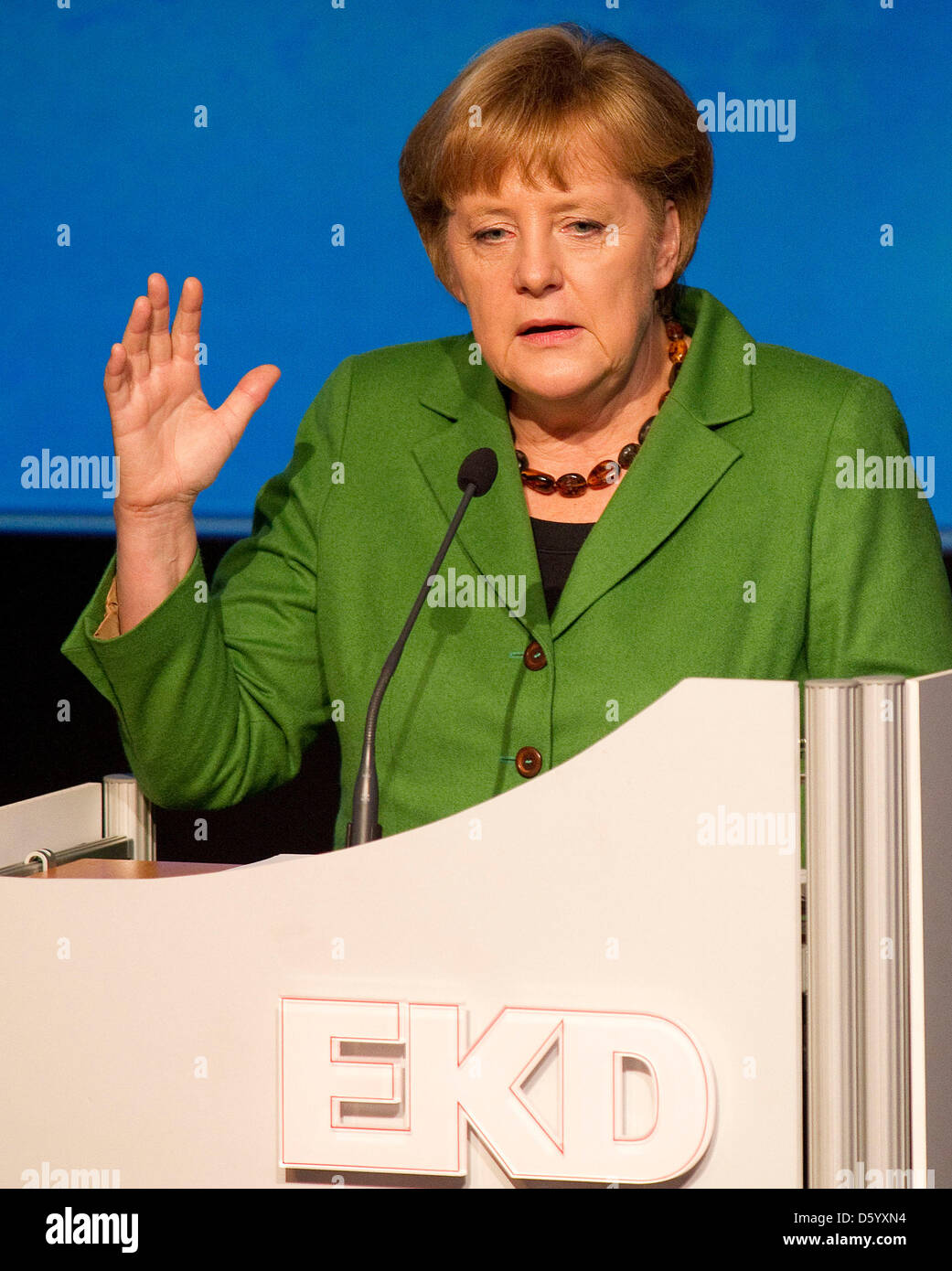 German chancellor Angela Merkel speak at the continuation of the annual ...