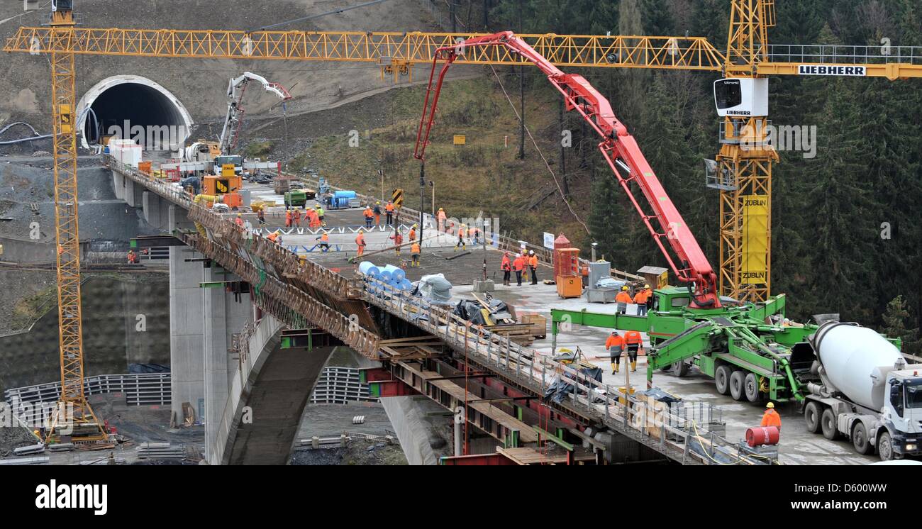 Concrete is transported to the Rehtal Bridge closing the gap on the ...