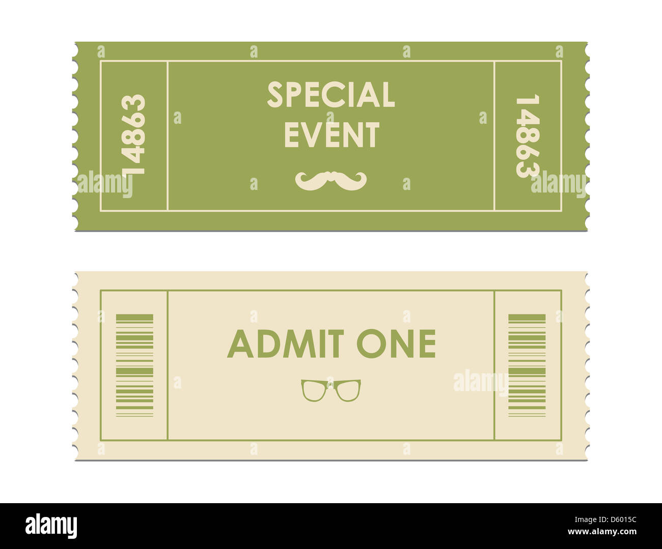 vector paper ticket with hipster elements Stock Photo - Alamy