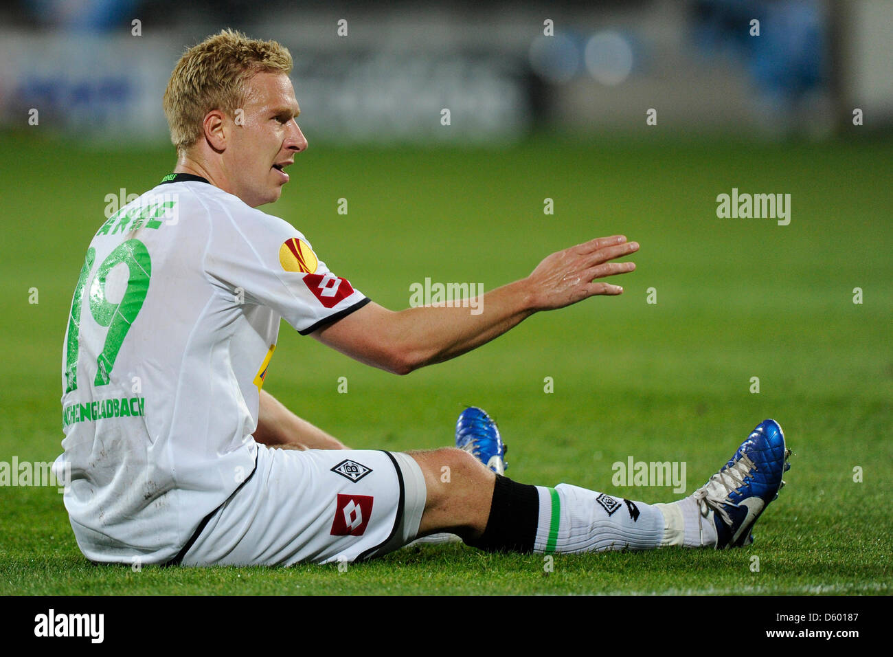 Moenchengladbach's Mike Hanke reacts during the UEFA Europa League ...