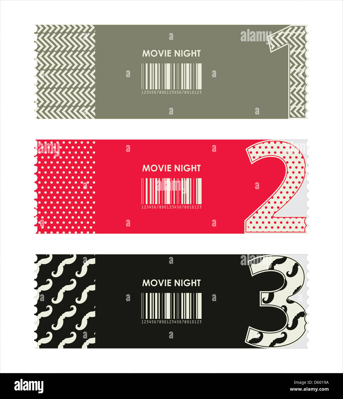 vector paper ticket with numbers and hipster elements Stock Photo - Alamy