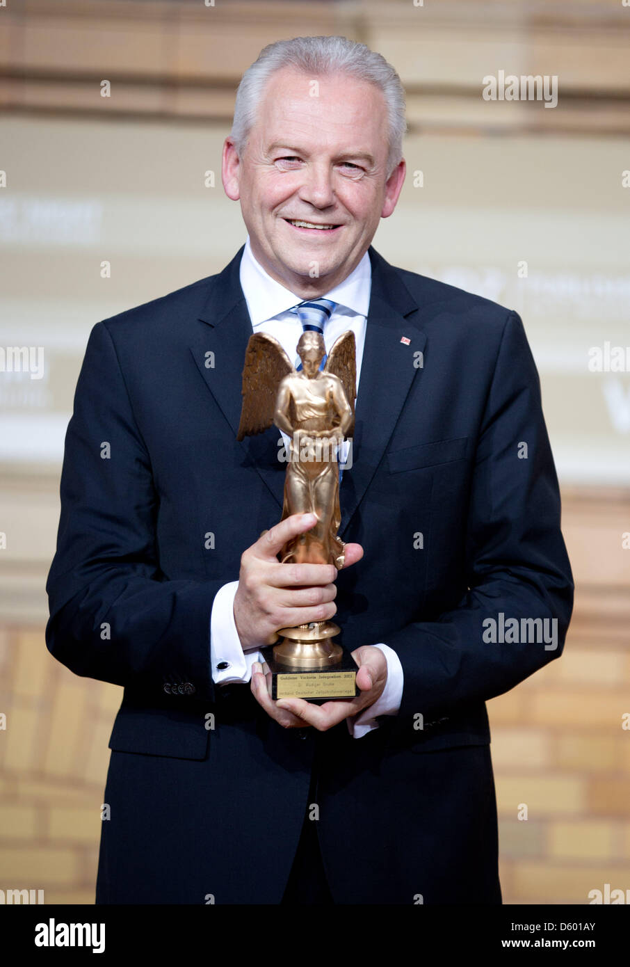 CEO of the German Bahn AG (German Rail), Ruediger Grube, receives the ...