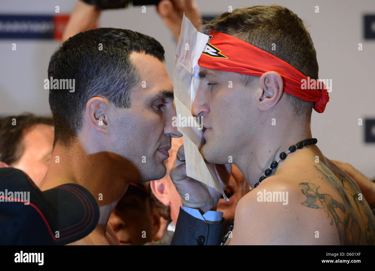 Ukranian heavy-weight world champion boxer Wladimir Klitschko (L) and ...