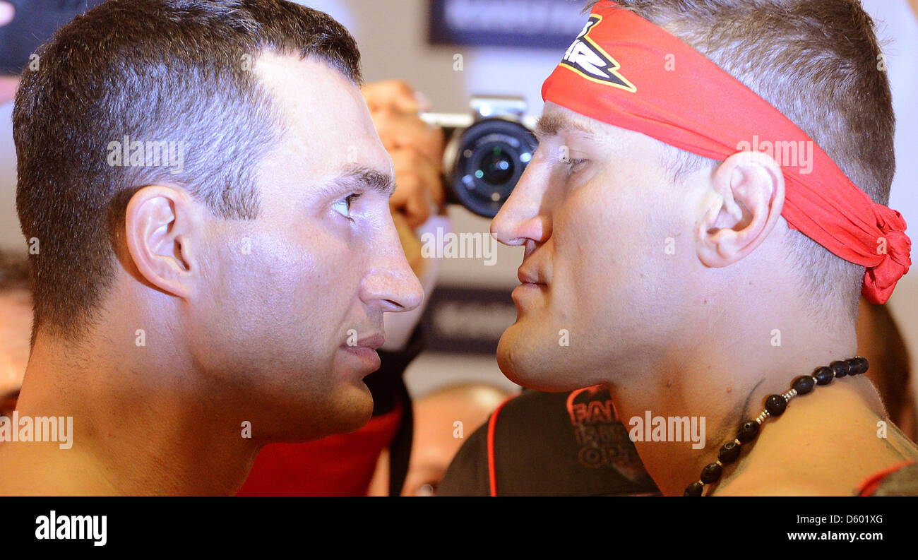 Ukranian heavy-weight world champion boxer Wladimir Klitschko (L) and ...