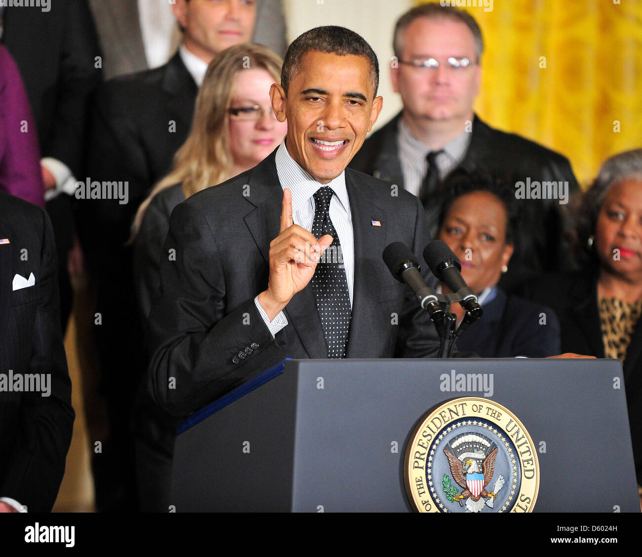 United States President Barack Obama makes a statement in the East Room ...