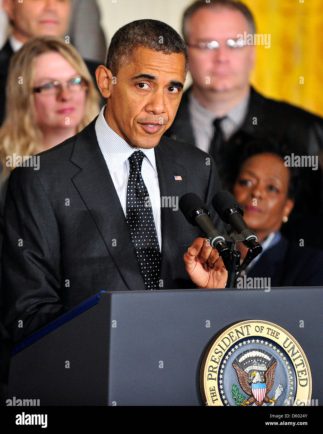 United States President Barack Obama makes a statement in the East Room ...