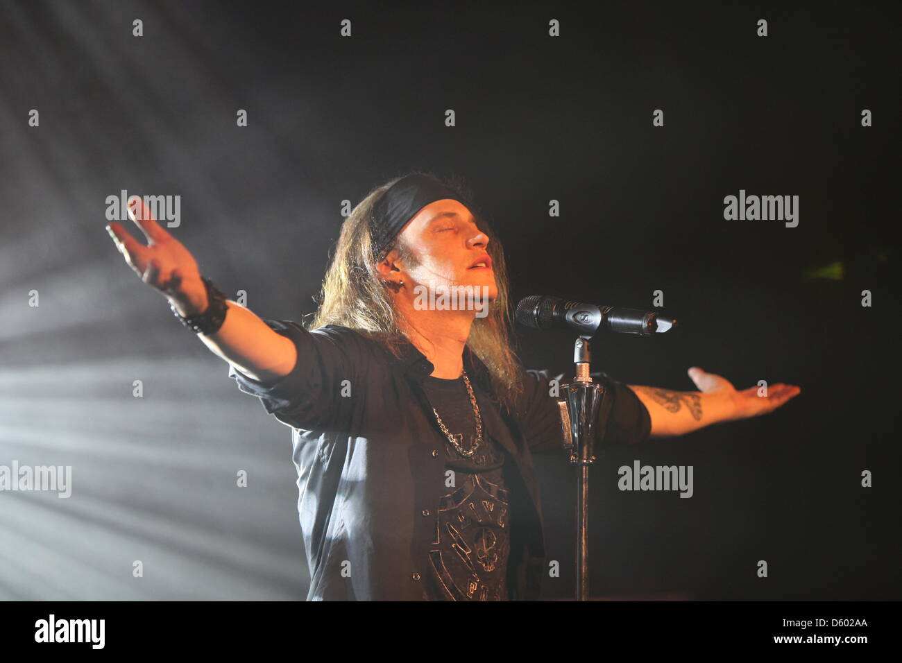 Nic Maeder, lead singer of the Swiss band Gotthard greets fans from ...