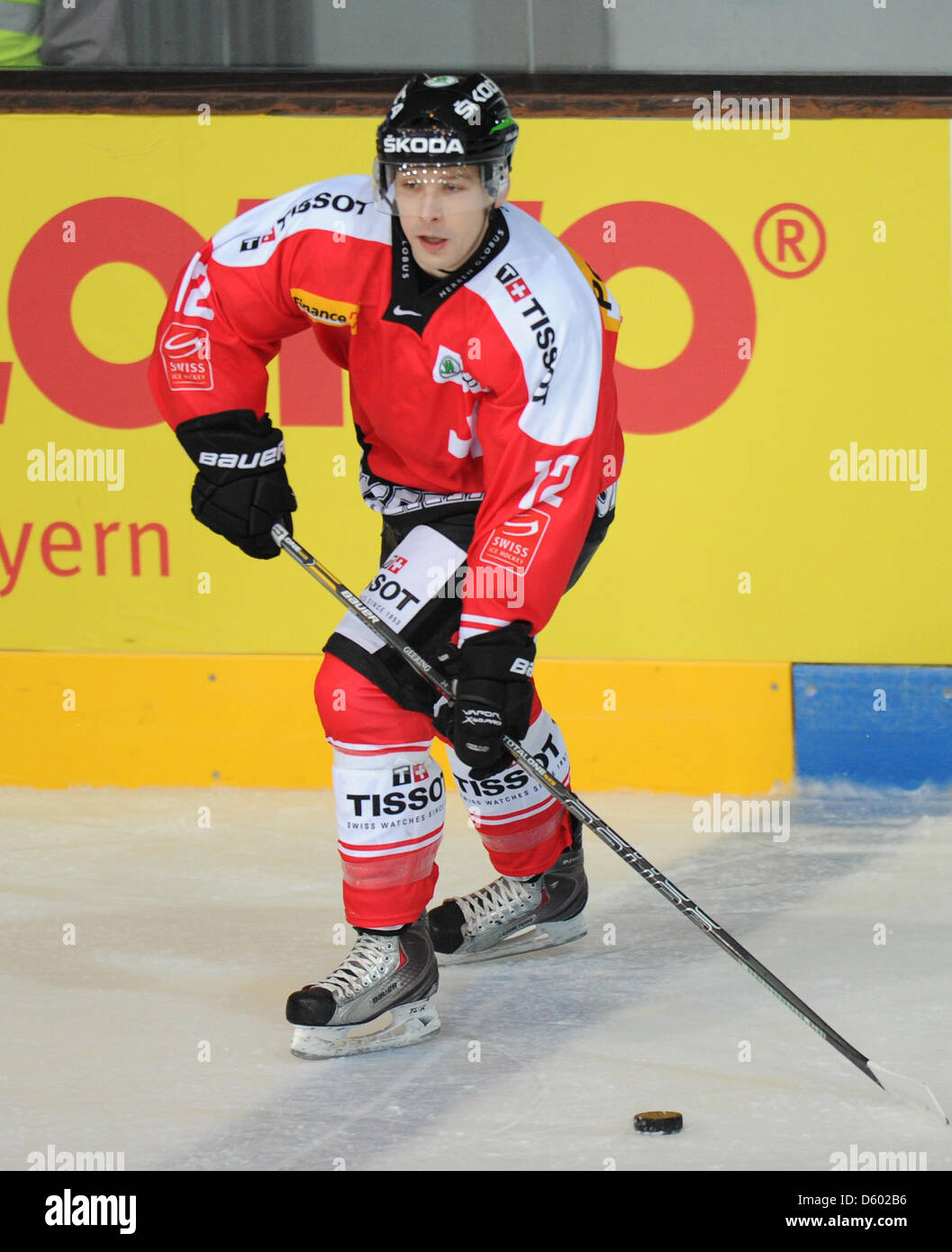 Switzerland's Patrick Geering plays during a German ice hockey cup ...