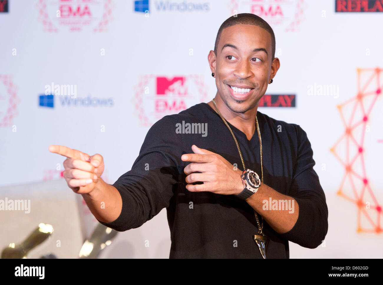 American rapper and actor Ludacris speaks during the press conference ...