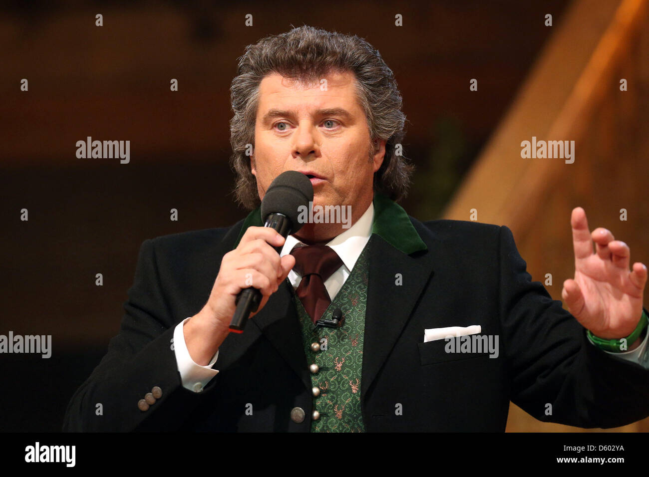 Singer and moderator Andy Borg is pictured on stage during the dress ...