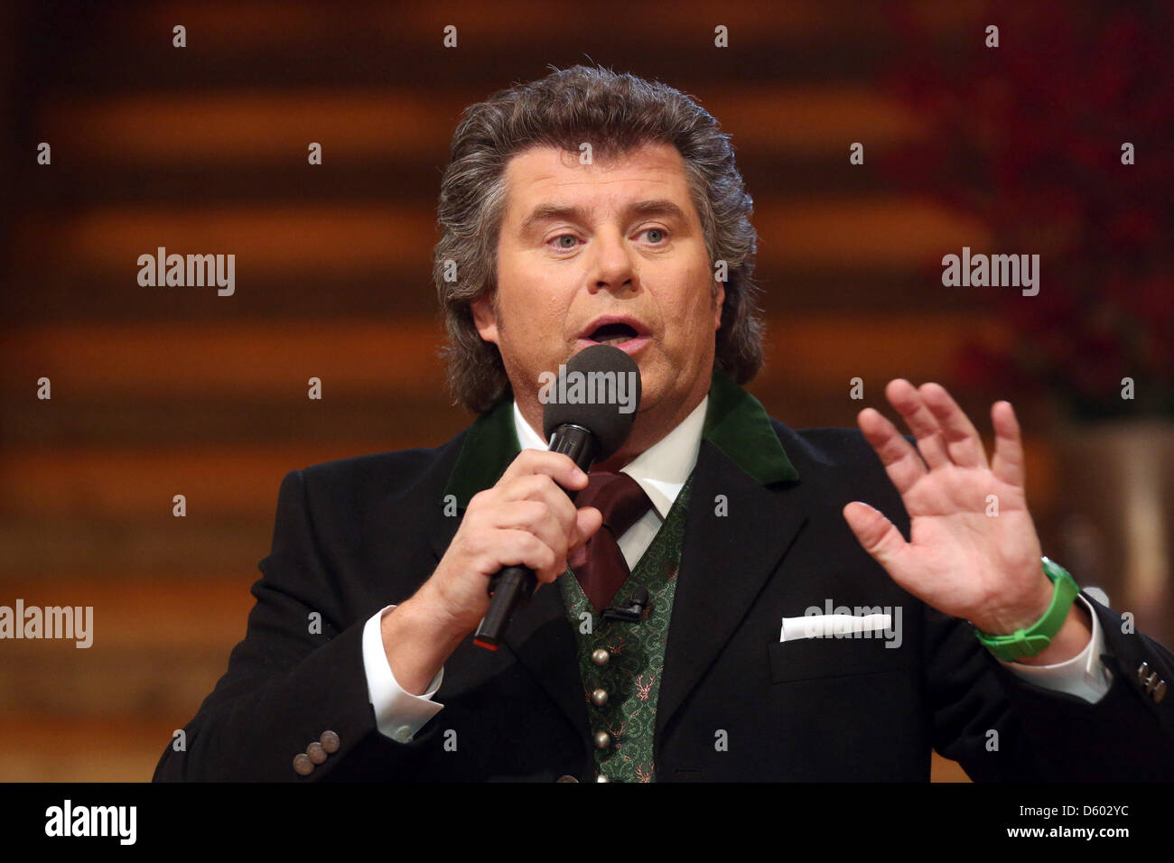 Singer and moderator Andy Borg is pictured on stage during the dress ...