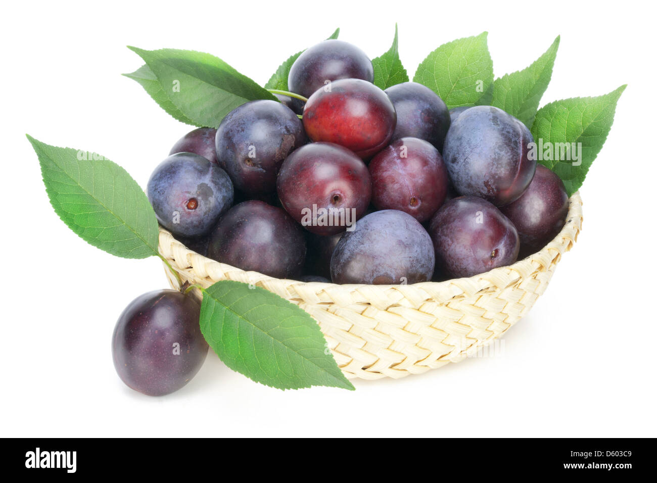 Real isolated ripe red plums Stock Photo - Alamy