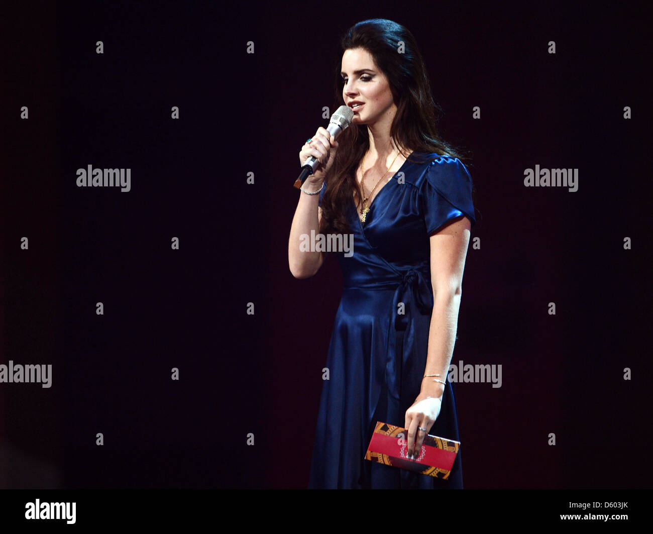 US singer and laureate Lana Del Rey seen on stage during the MTV Europe ...