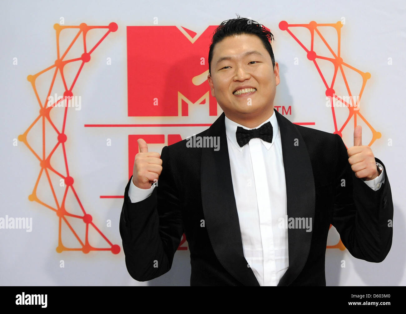 South Korean singer Psy poses in the press room at the MTV Europe Music ...