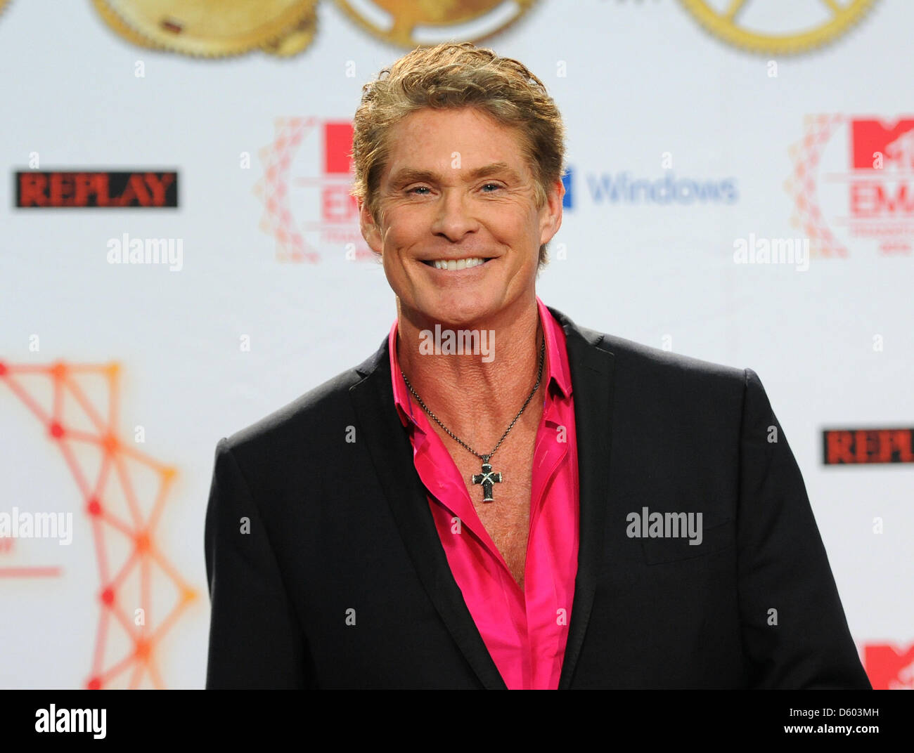 US singer and actor David Hasselhoff poses in the press room at the MTV ...