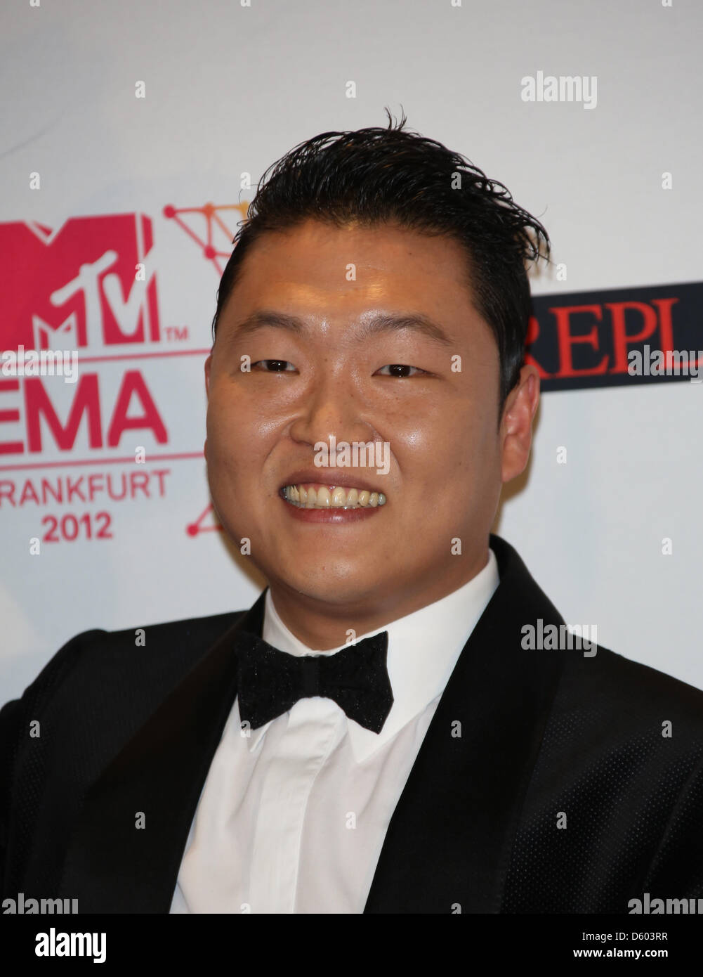 South Korean pop star Psy poses in the press room of the MTV Europe ...