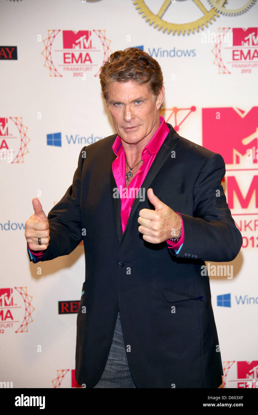 Actor David Hasselhoff poses in the press room of the MTV Europe Music ...