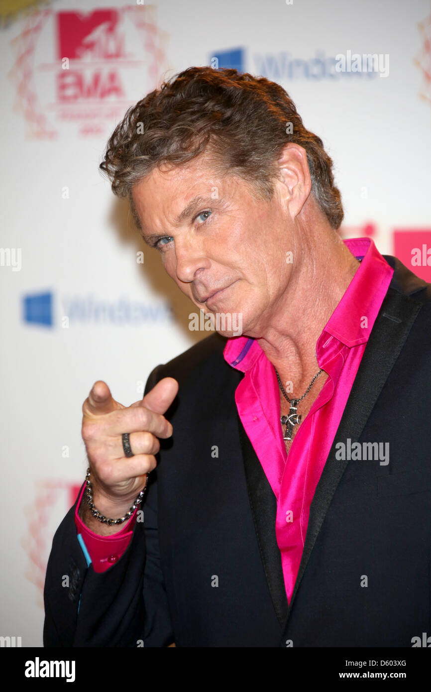 Actor David Hasselhoff poses in the press room of the MTV Europe Music ...