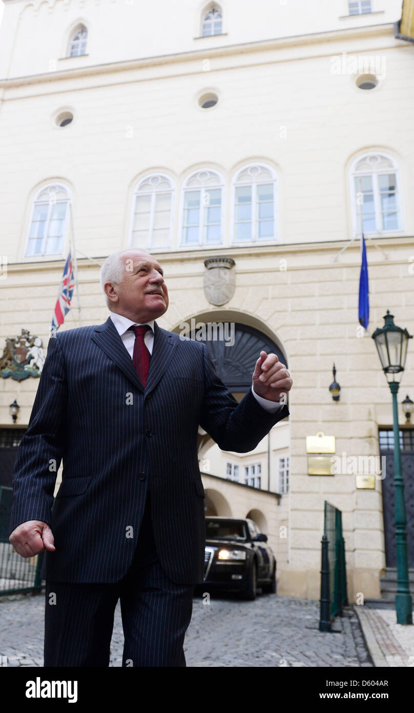 Prague, Czech Republic. 10th April 2013. Former Czech president Vaclav ...