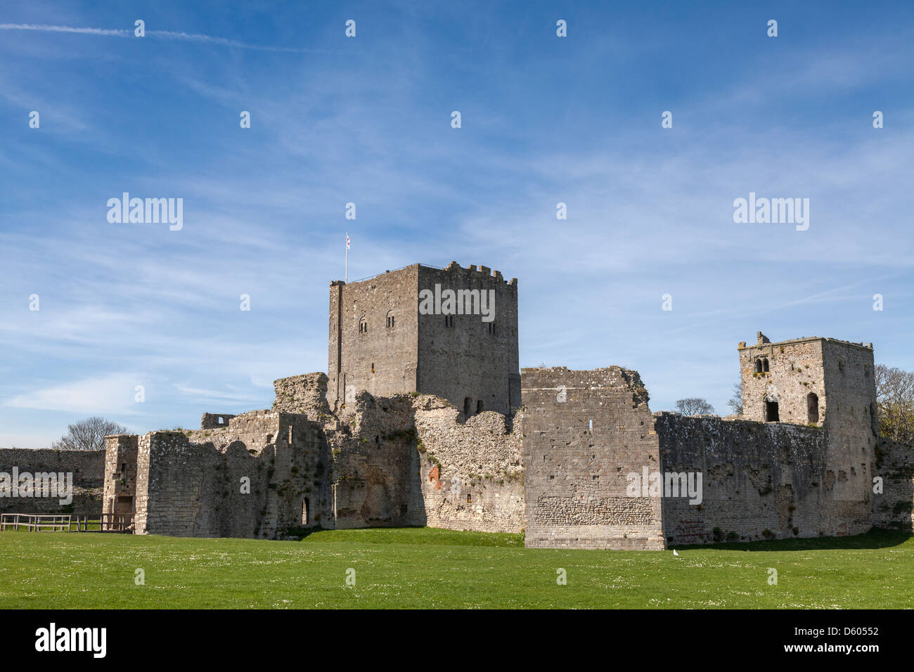 Inner Bailey keep at the old roman ruin of Portchester Castle Stock ...