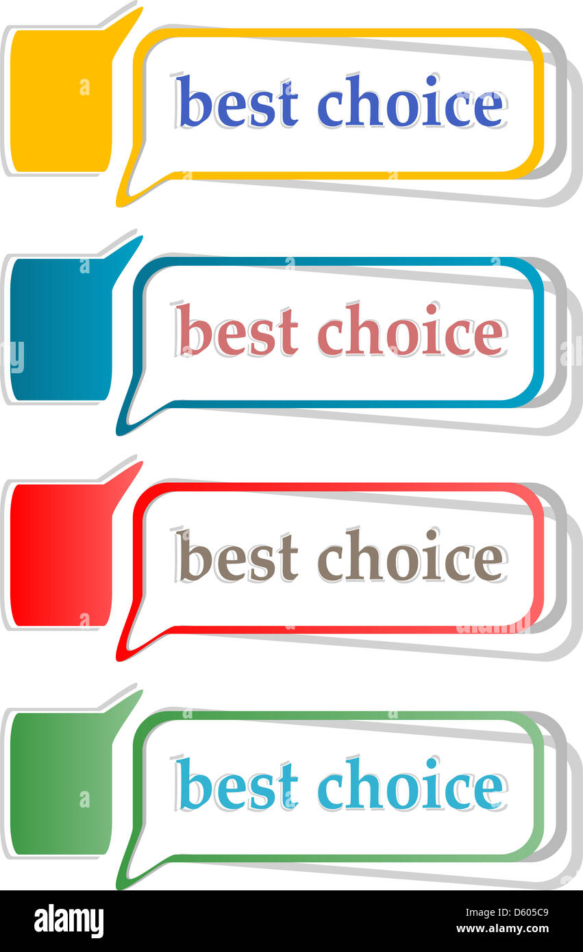 speech bubbles set with best choice message Stock Photo - Alamy
