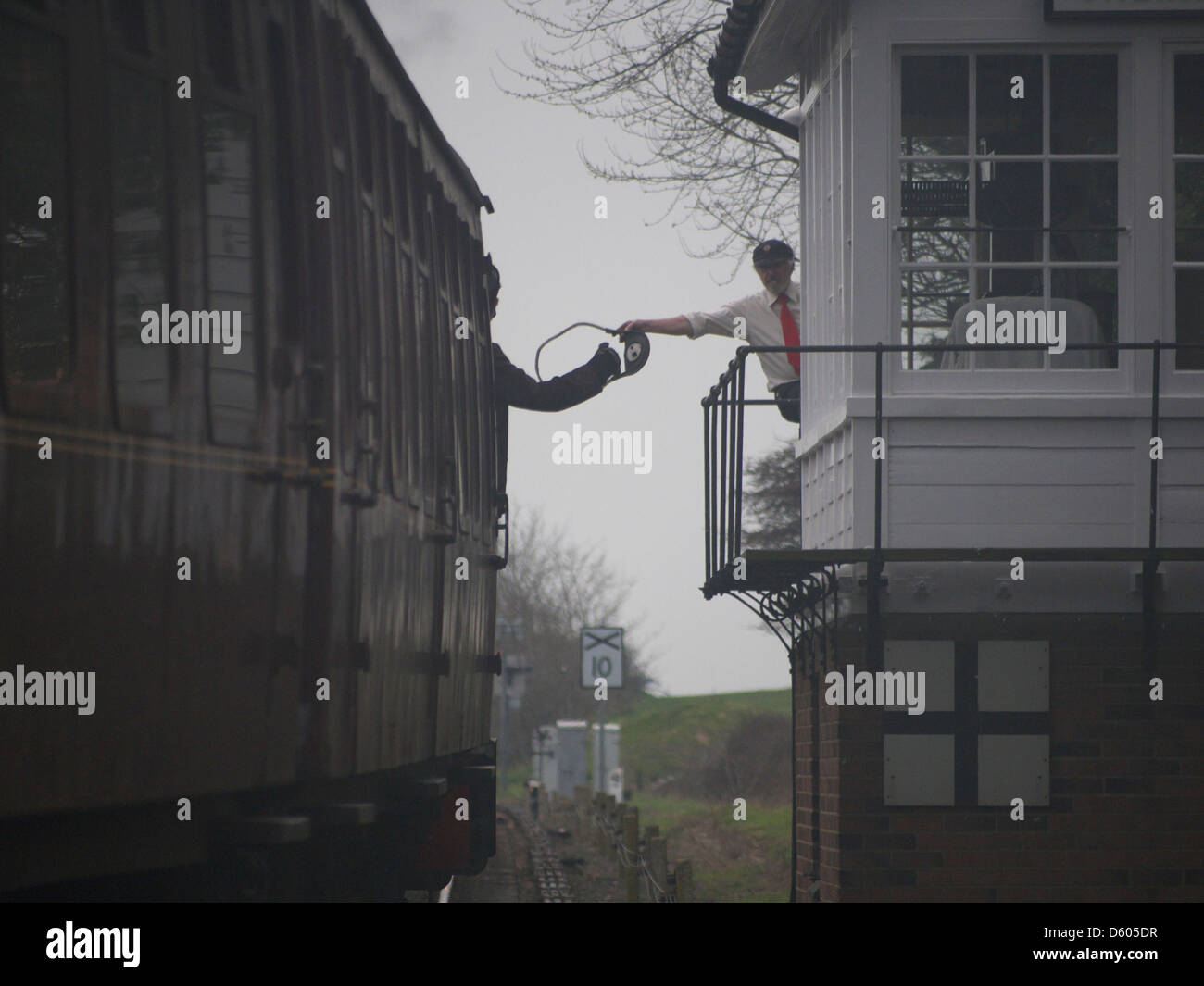 Collecting the "right of Way" token,Sheringham signal box, North ...