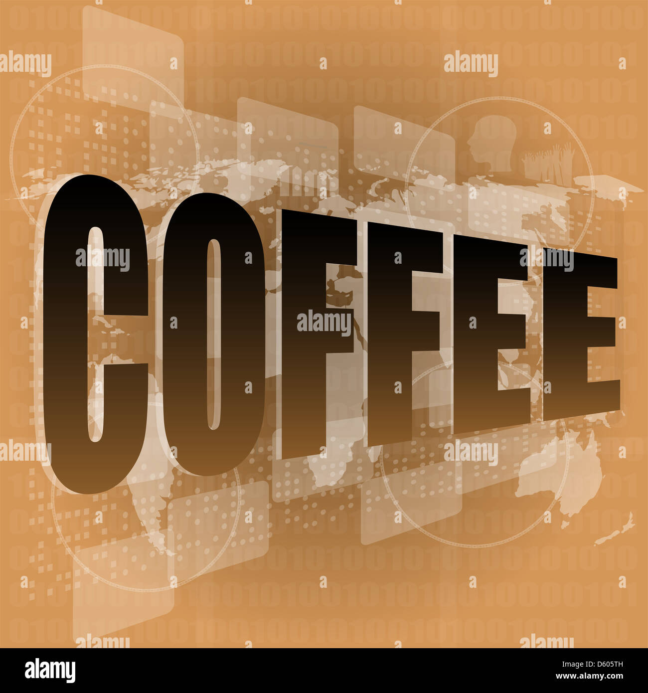 coffee time - word coffee on digital screen Stock Photo - Alamy