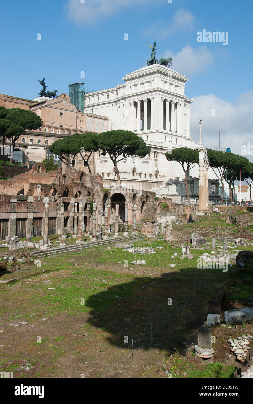 ROME, ITALY. The Forum of Caesar, with the Vittorio Emanuele Monument ...
