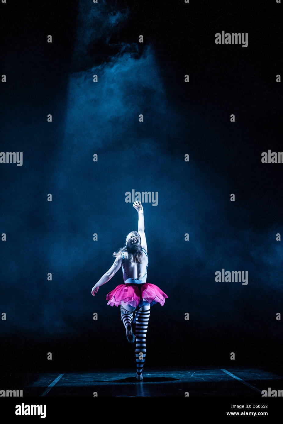 Rear back view of a Young teenage teen girl member of Aberystwyth Arts ...