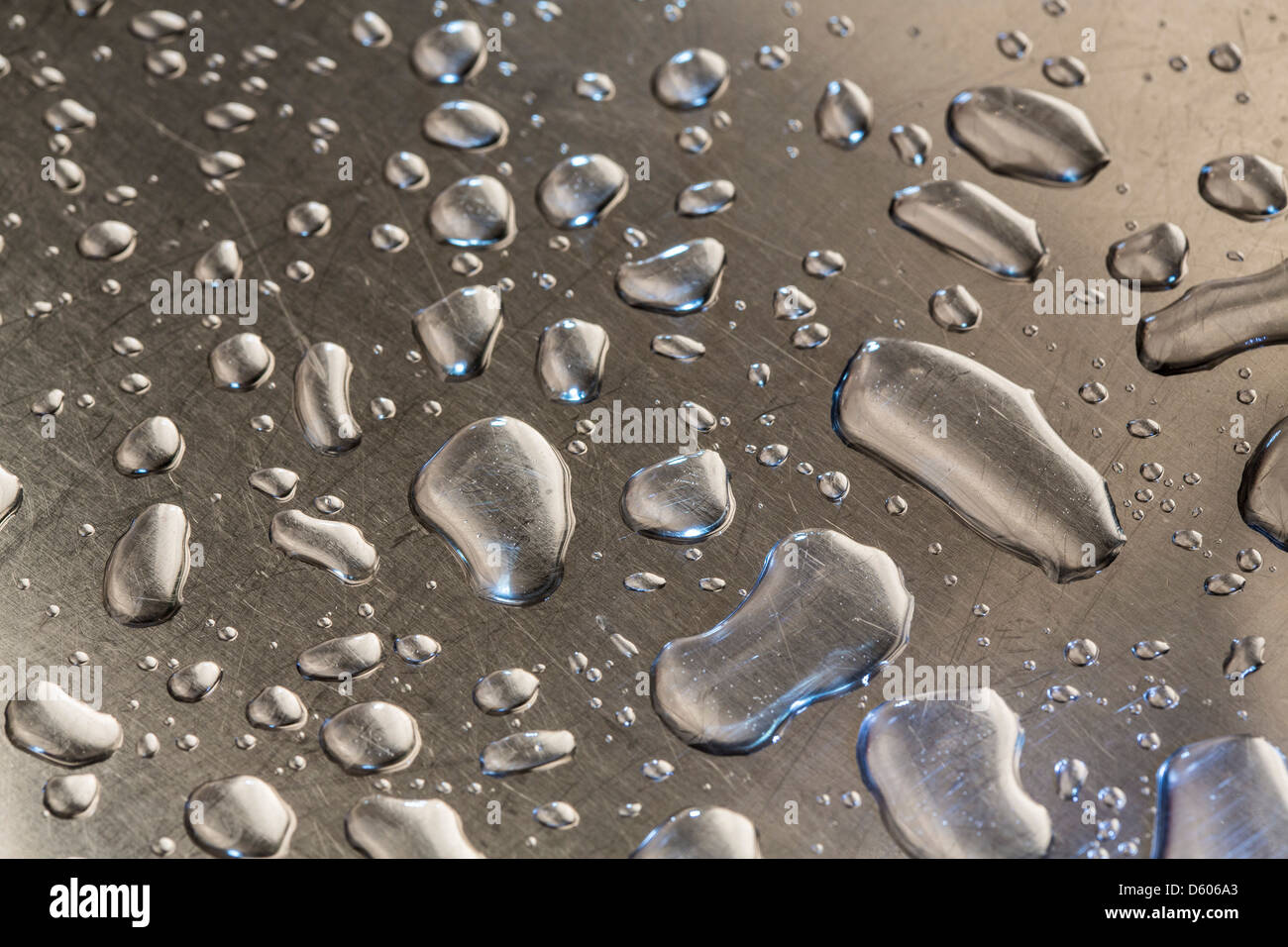 Water drops on a metal surface Stock Photo - Alamy