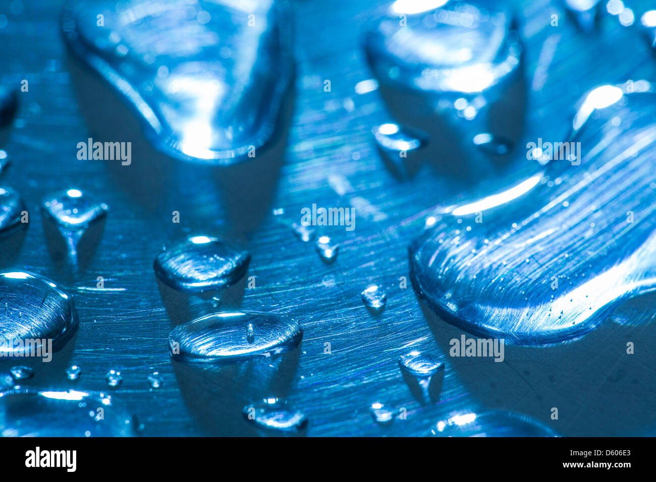 Water drops on a metal surface Stock Photo - Alamy