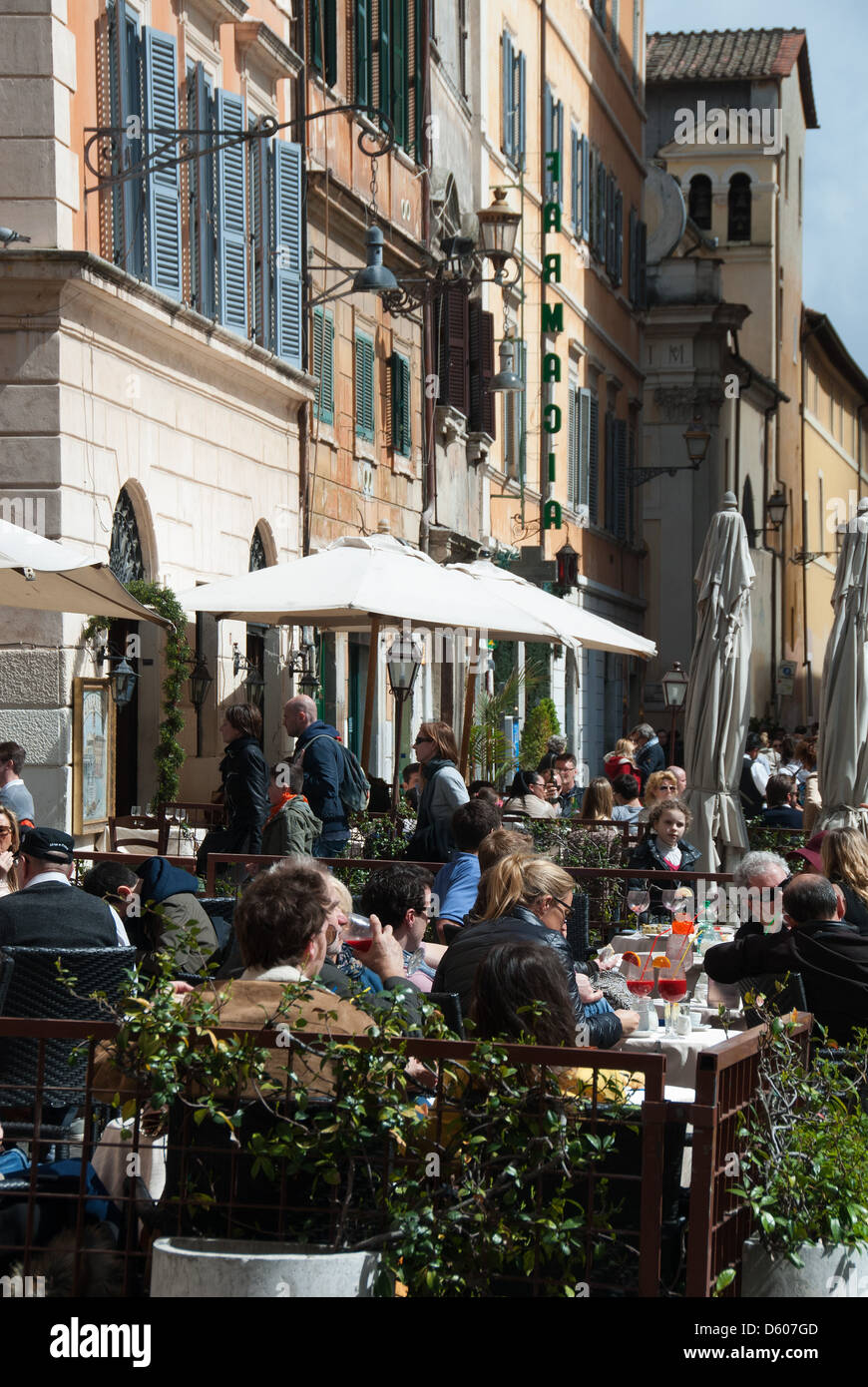 ROME, ITALY. Cafes and restaurants on Piazza Santa Maria In Trastevere ...