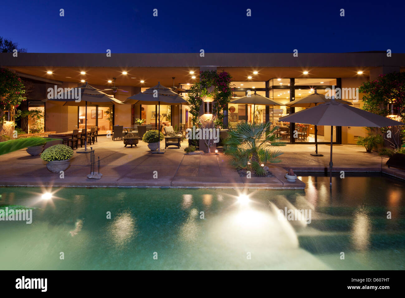 House Exterior with swimming pool Stock Photo - Alamy