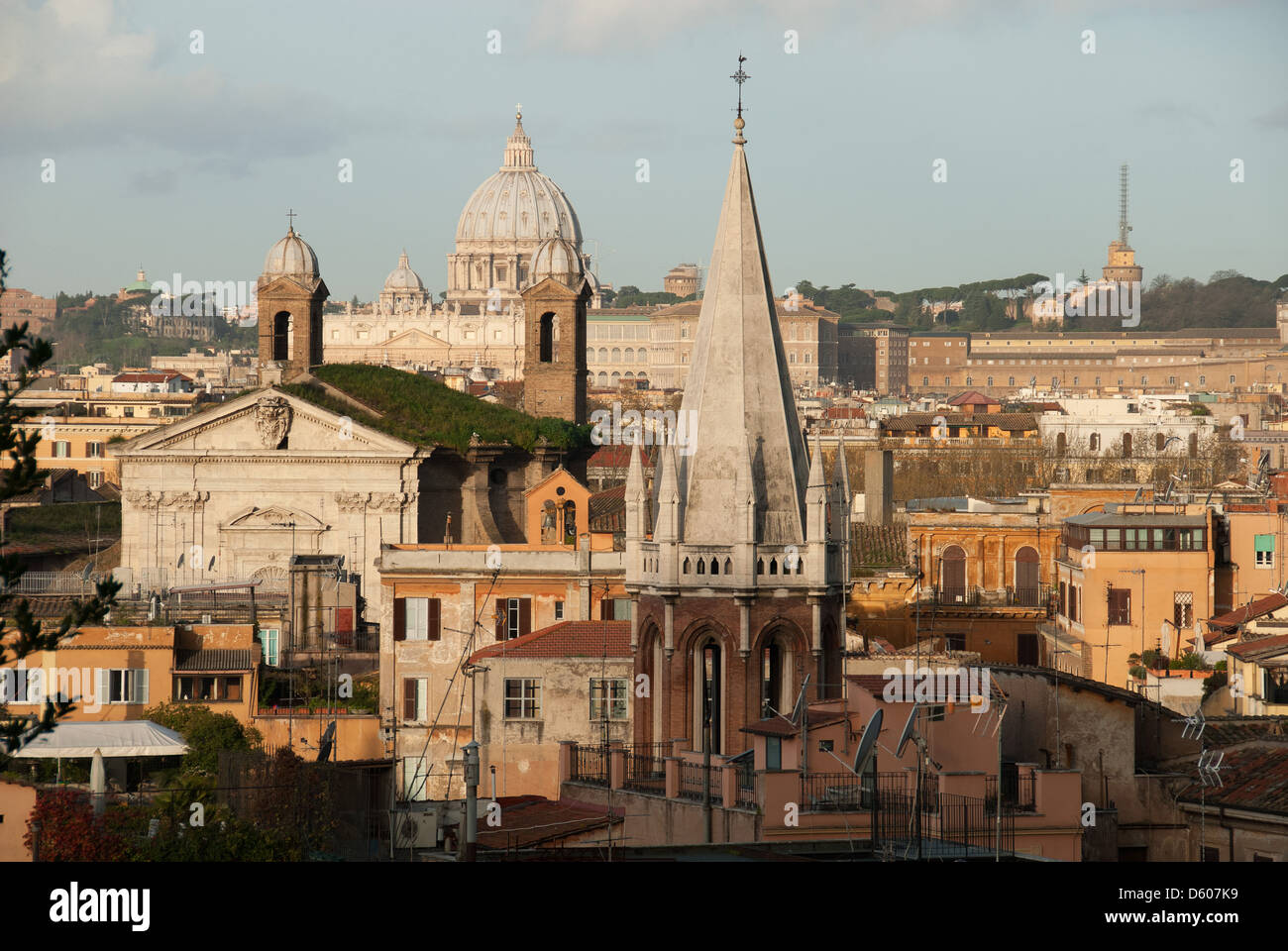 ROME, ITALY. An elevated view of the Tridente district of the city ...