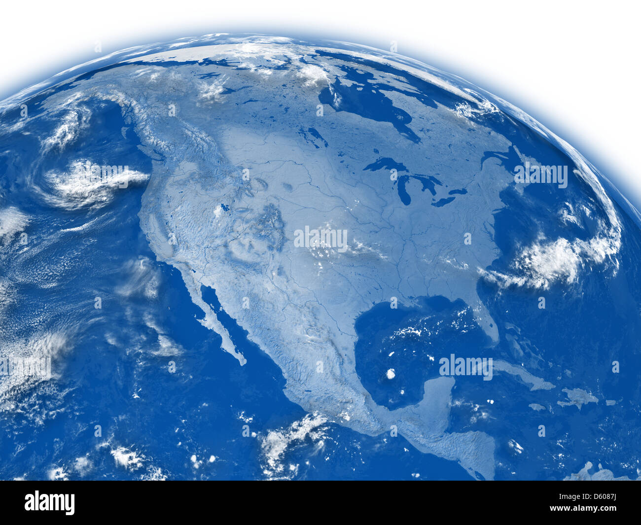 North America on blue planet Earth isolated on white background ...