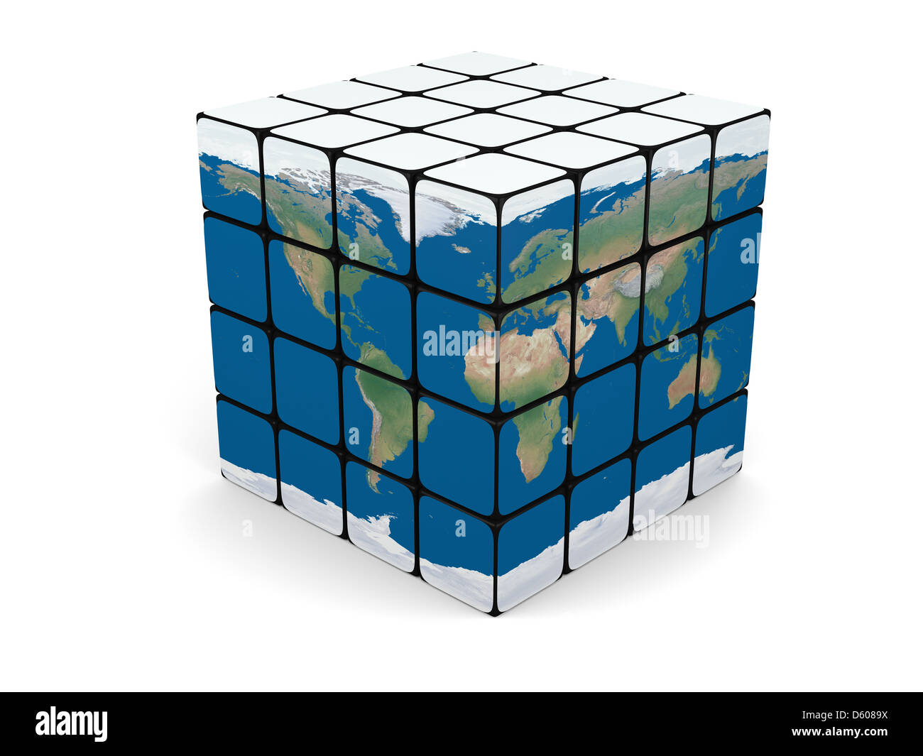 Concept of planet Earth made of cubes, isolated on white background ...